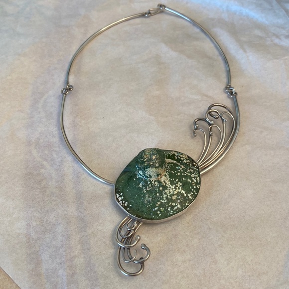 Avi Soffer | Jewelry | Avi Soffer Modernistic Sterling Silver Necklace With Ancient Roman Glass ...